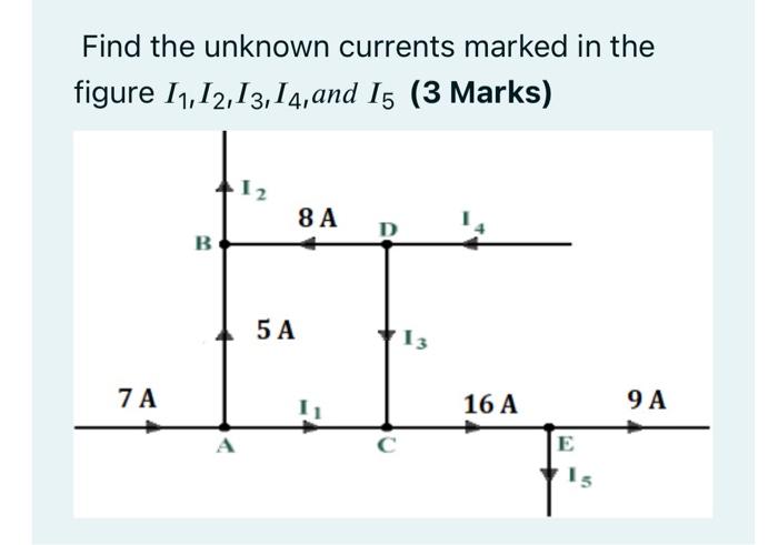 Solved Find the unknown currents marked in the figure | Chegg.com