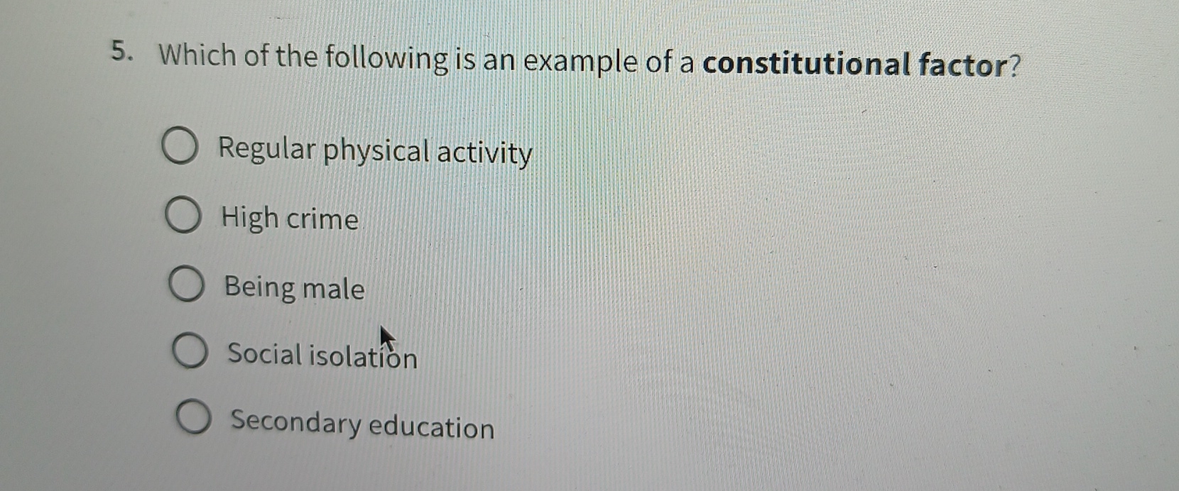 Solved Which of the following is an example of a | Chegg.com