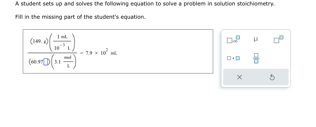 Solved A student sets up and solves the following equation | Chegg.com