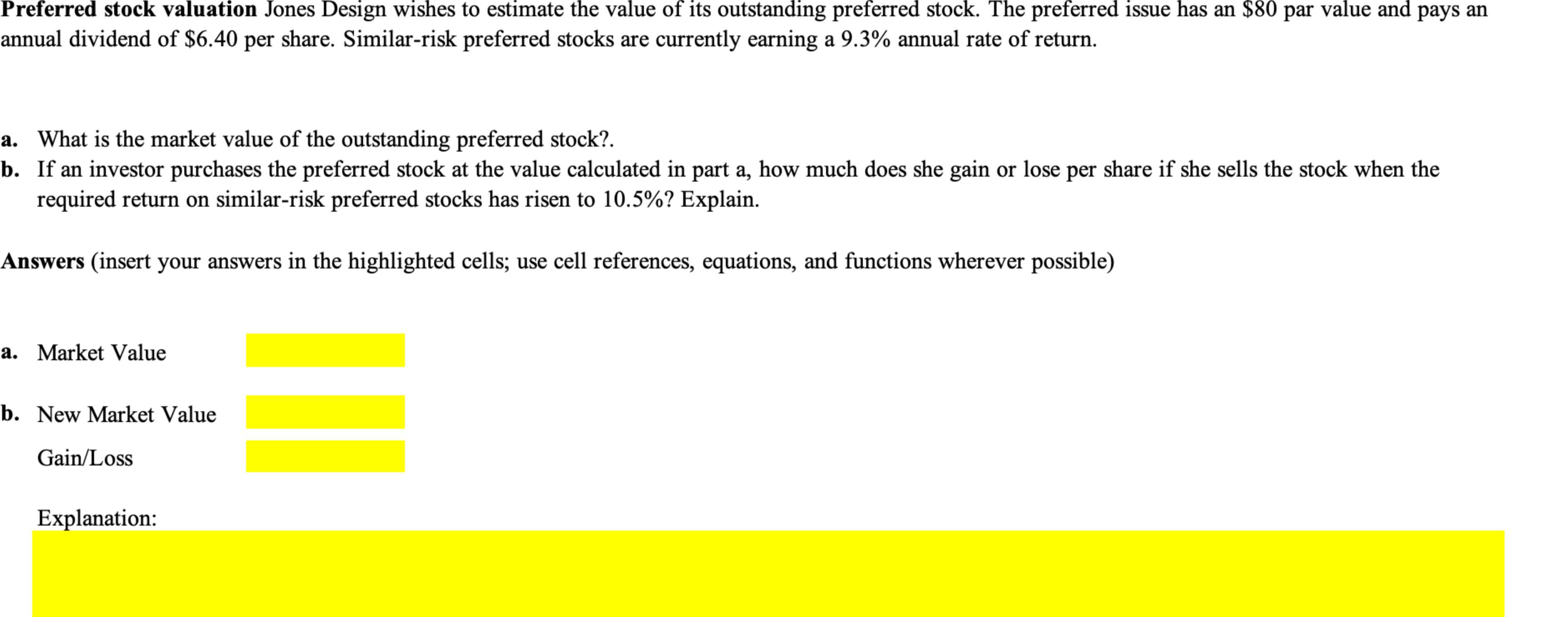 Solved Preferred stock valuation Jones Design wishes to | Chegg.com