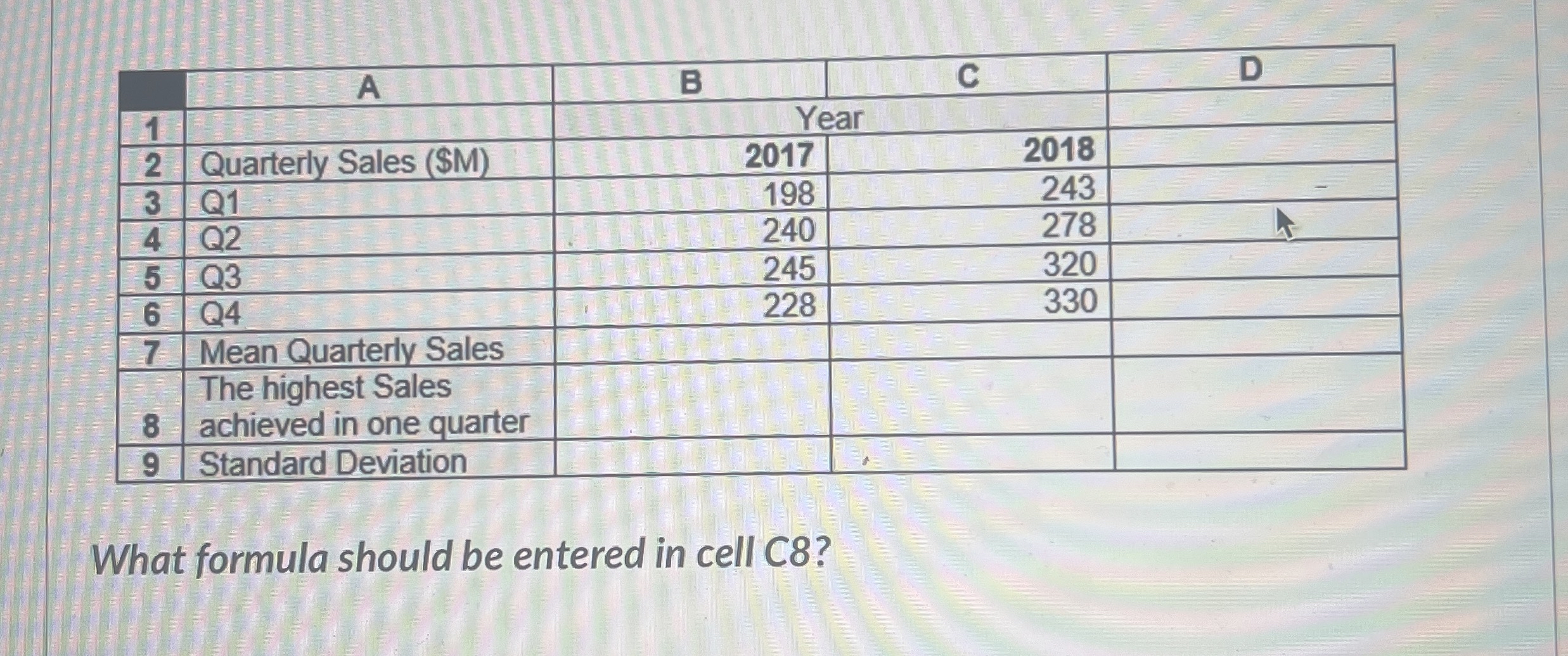 Solved What formula should be entered in cell C8?Refer to | Chegg.com