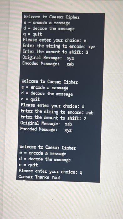 Solved Caesar Cipher Concepts: • Input/Output, data | Chegg.com
