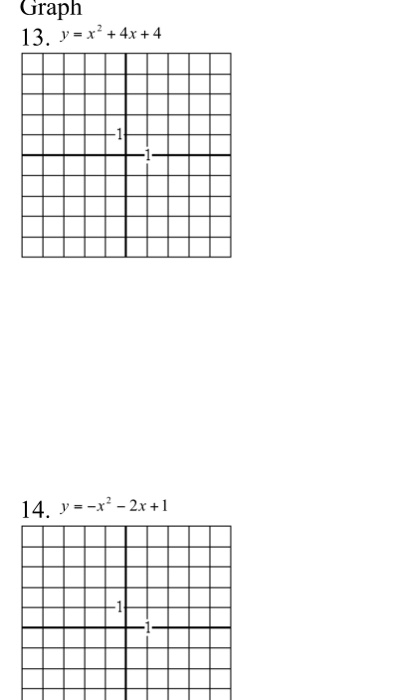 Solved Graph 13. y=x² + 4x + 4 14. y=-r? - 2x +1 | Chegg.com