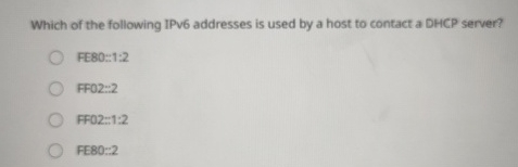 Solved Which of the following IPv6 ﻿addresses is used by a | Chegg.com