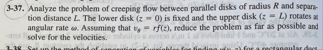 Solved 3-37. ﻿Analyze the problem of creeping flow between | Chegg.com