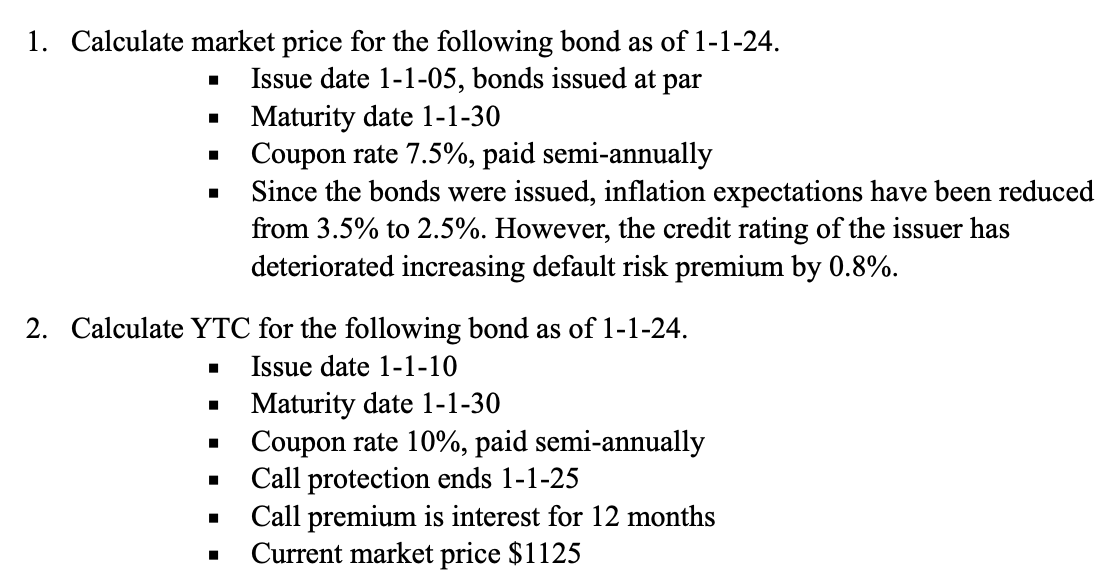 Solved Calculate market price for the following bond as of | Chegg.com