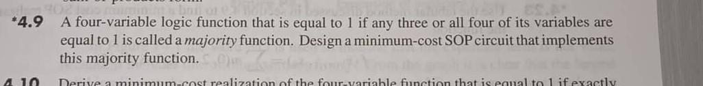 Solved 49 A Four Variable Logic Function That Is Equal To 1 5507