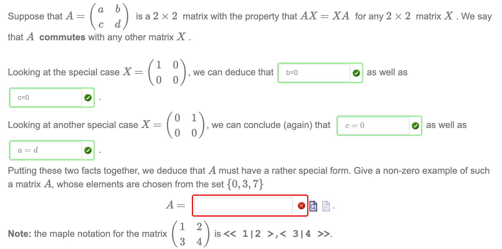 Solved Suppose that A=([a,b],[c,d]) ﻿is a 2×2 ﻿matrix with | Chegg.com
