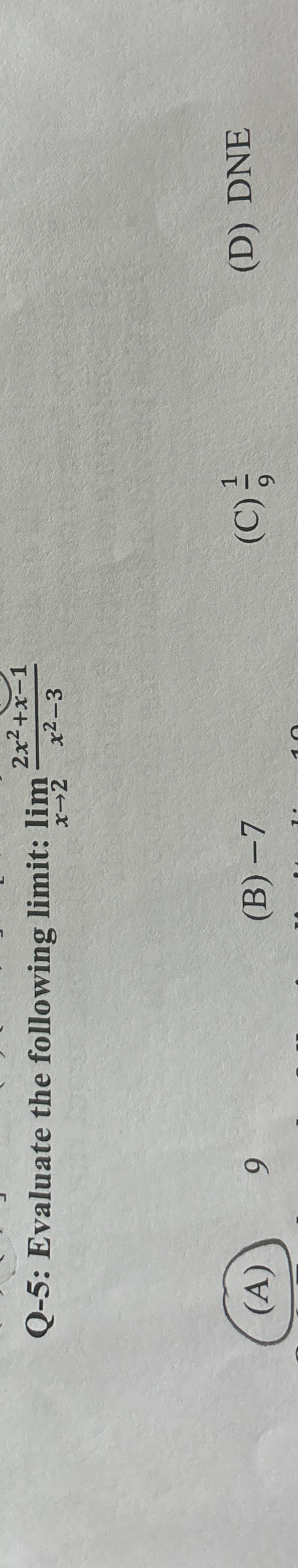 Solved Q-5: Evaluate the following limit: | Chegg.com