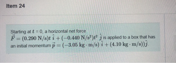 Solved Item 24 Starting at t = 0, a horizontal net force F | Chegg.com