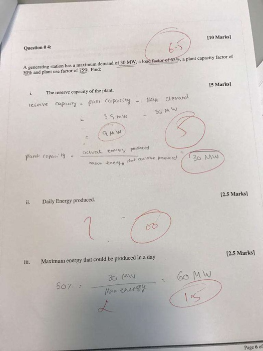 Solved [10 Marks] Question # 4: A generating station has a | Chegg.com
