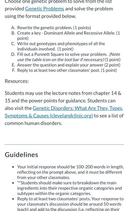 provided Genetic Problems and solve the problem using | Chegg.com