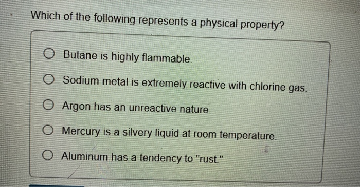 Solved Which of the following represents a physical | Chegg.com