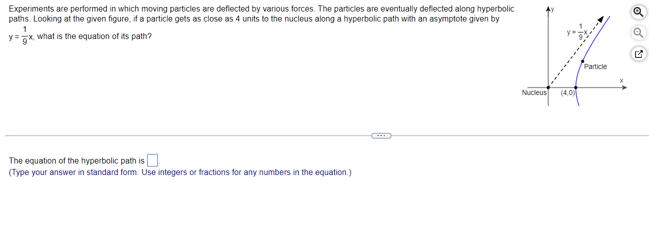 Solved The equation of the hyperbolic path is(Type your | Chegg.com
