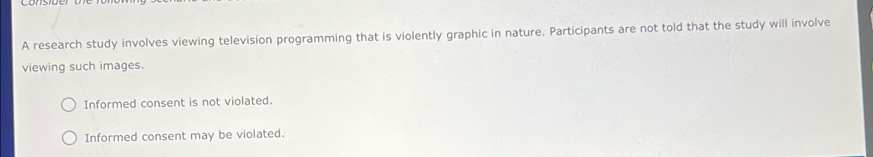 Solved A research study involves viewing television | Chegg.com