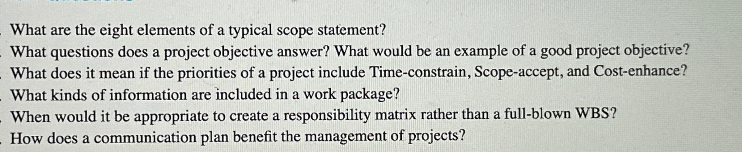 Solved What are the eight elements of a typical scope | Chegg.com