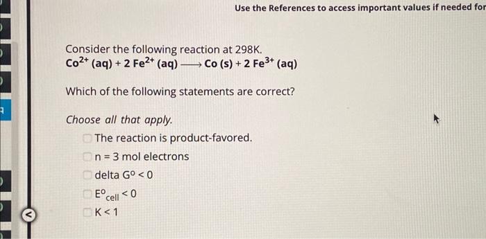 Solved Consider the following reaction at 298 K. | Chegg.com