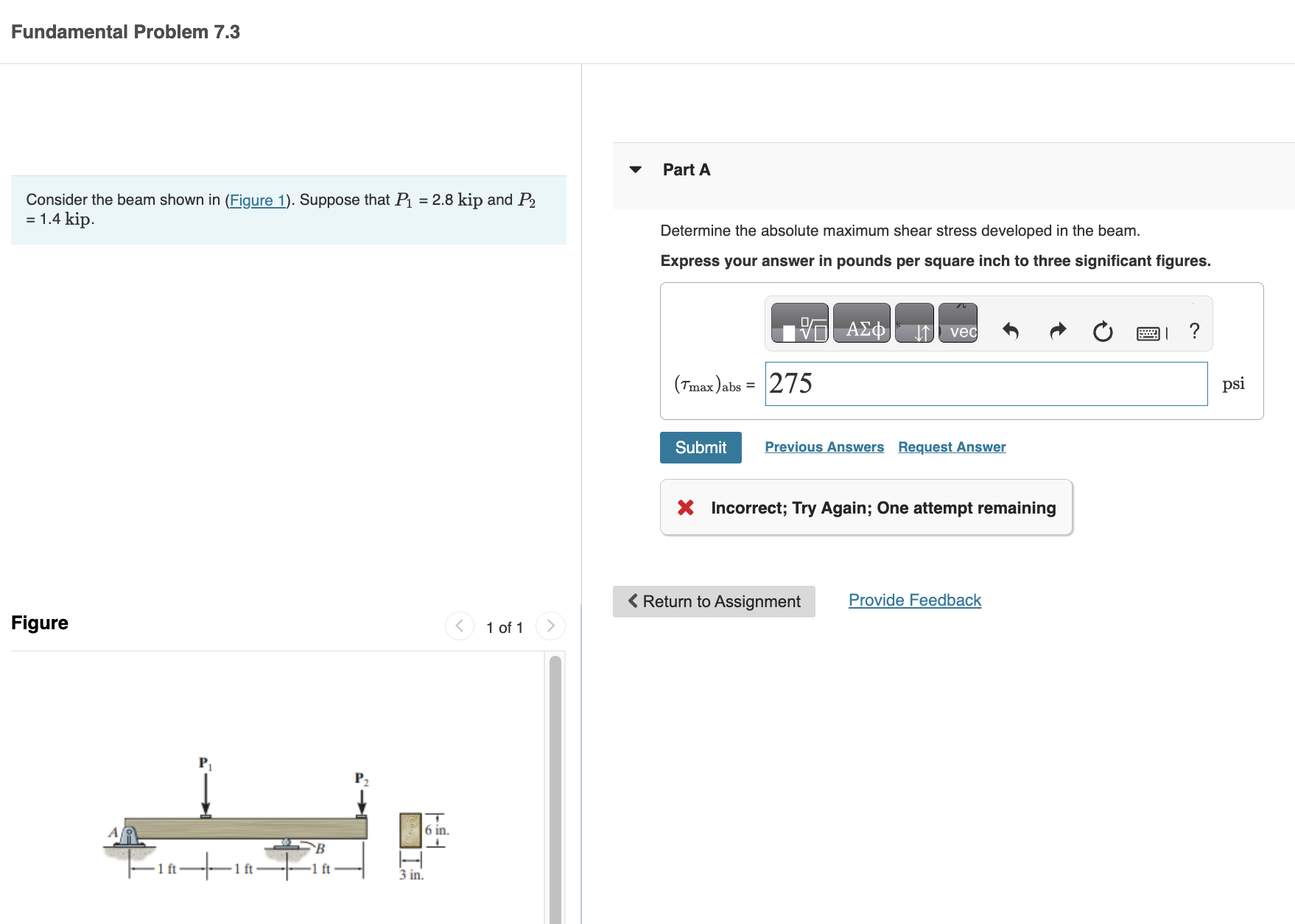 Solved Fundamental Problem 7.3 ﻿Consider the beam shown in | Chegg.com