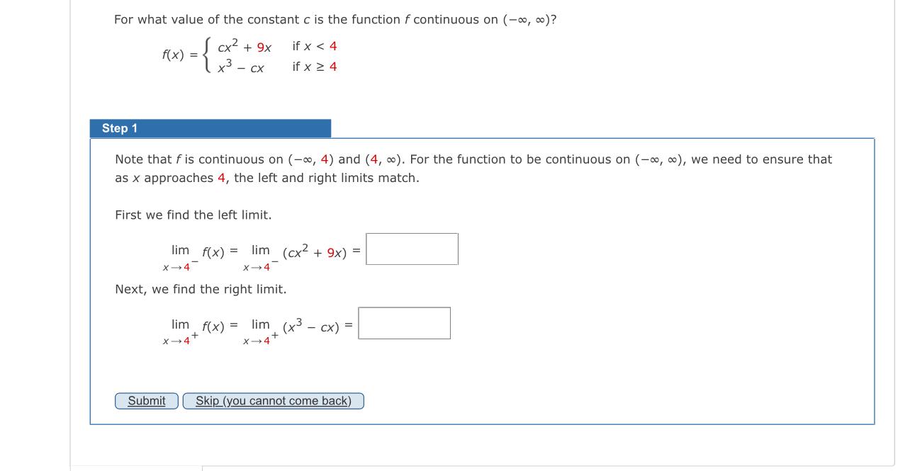 Solved For what value of the constant c ﻿is the function f | Chegg.com