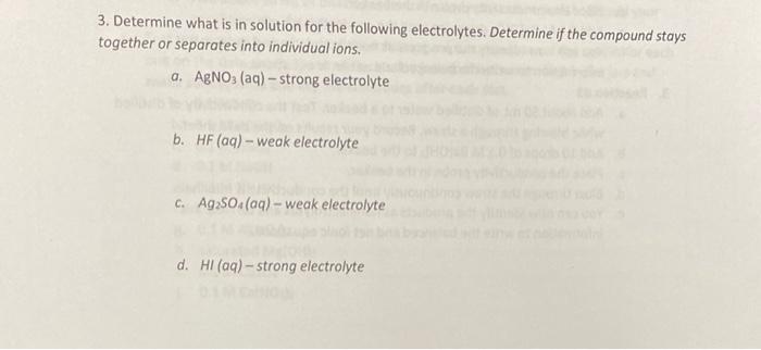 Solved 3. Determine what is in solution for the following | Chegg.com