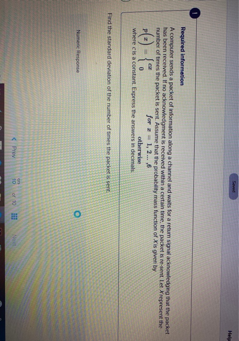 Solved Save Help Required information A computer sends a | Chegg.com