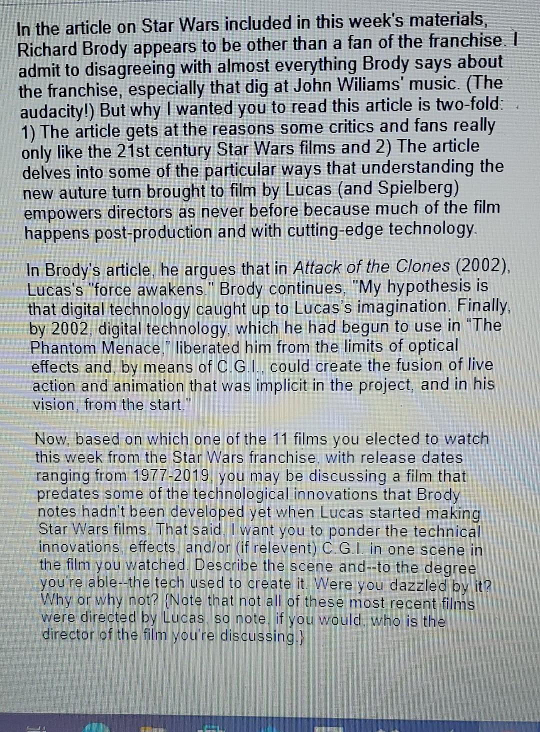 C In the Crash Course Film Criticism video about Do | Chegg.com