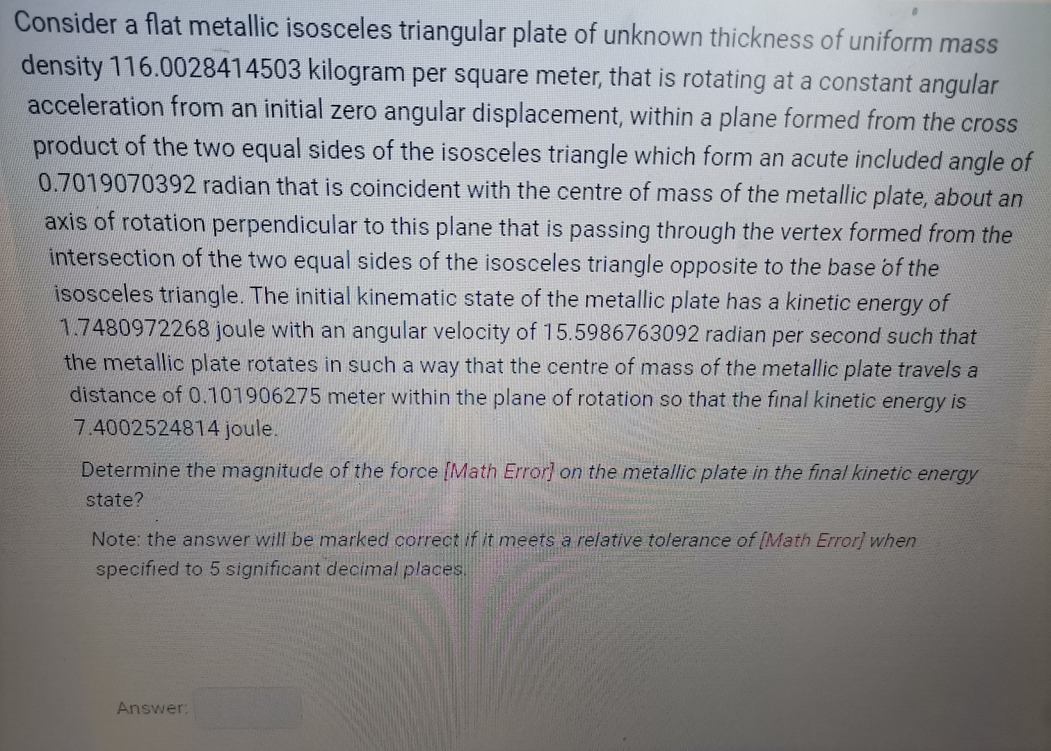 Solved Consider a flat metallic isosceles triangular plate | Chegg.com