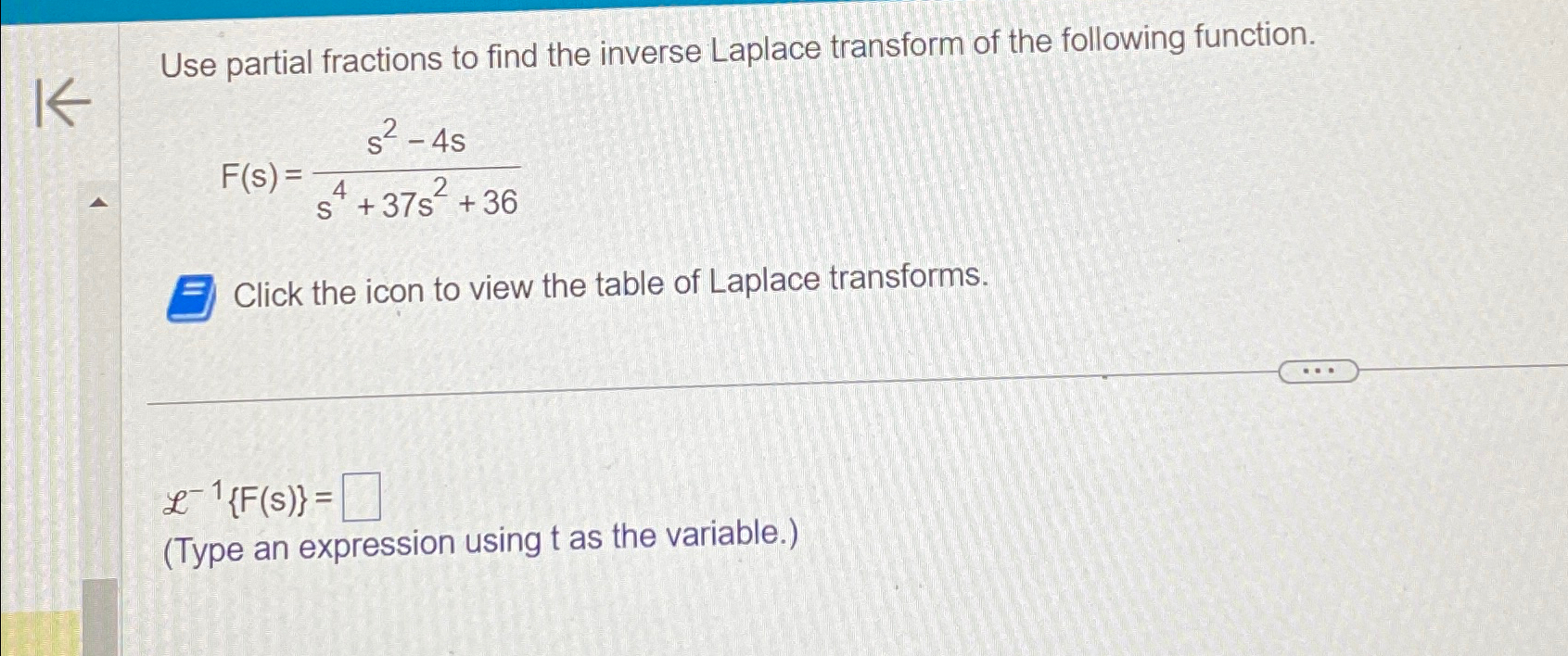 Solved Use partial fractions to find the inverse Laplace | Chegg.com