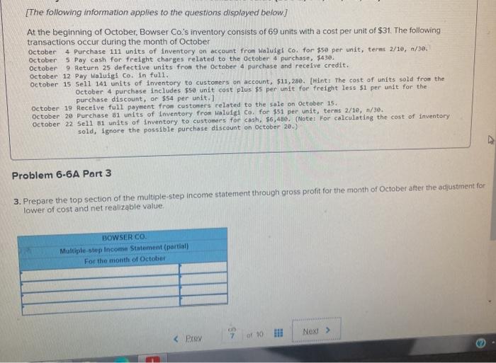 Solved Problem 6-6A Record transactions using a perpetual | Chegg.com