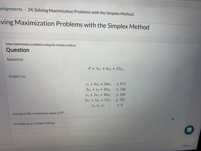 Solved assignments > 24. Solving Maximization Problems with | Chegg.com