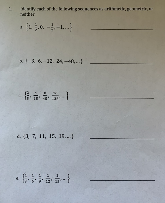 Solved identify each of the following sequences as | Chegg.com