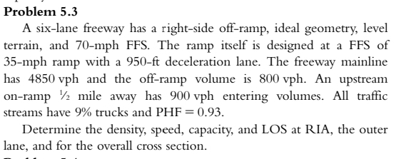 Solved Problem 5.3A six-lane freeway has a right-side | Chegg.com