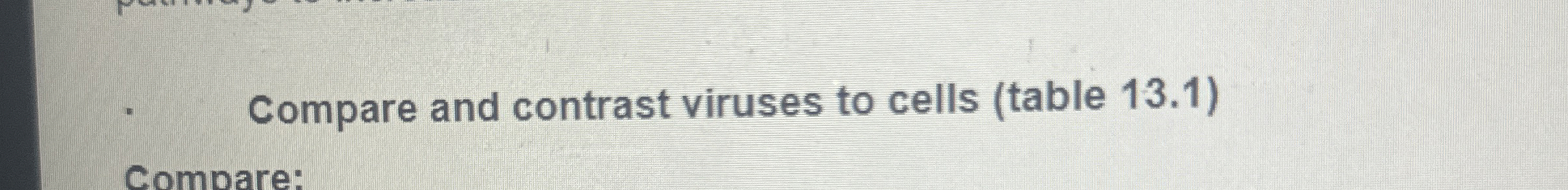 Solved Compare and contrast viruses to cells (table 13.1) | Chegg.com