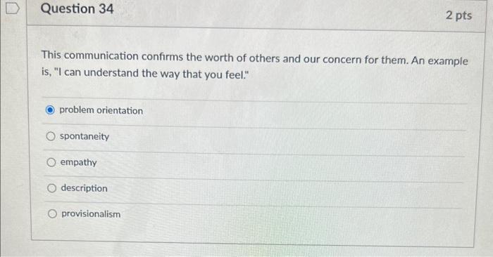 This communication confirms the worth of others and | Chegg.com