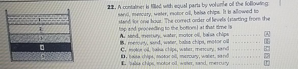 Solved A container is filled with equal parts by volume of | Chegg.com