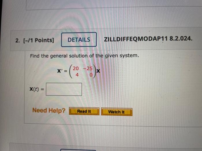 Solved Find the general solution of the given system. | Chegg.com
