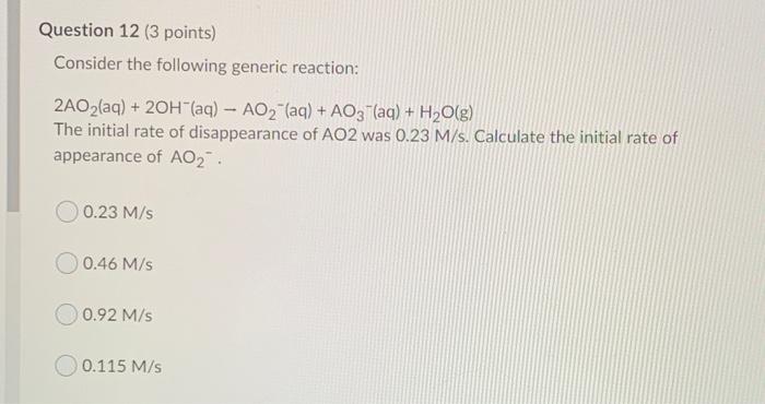 Solved Question 12 (3 points) Consider the following generic | Chegg.com