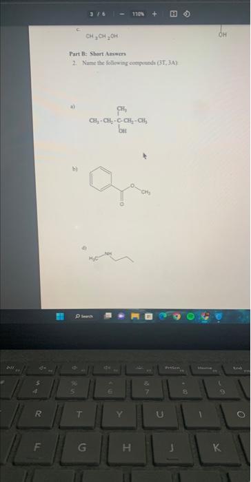 Solved Part D- Sbert Aeswers 2. Name bhe following | Chegg.com