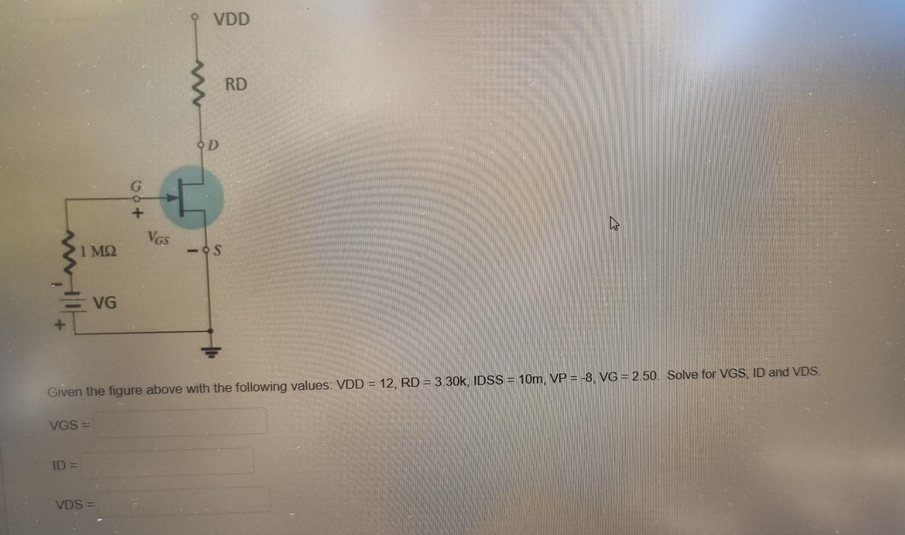 Solved VDD 중 RD M OD 60+ VGS 1 M2 -OS - VG Given the figure | Chegg.com Solved VDD 중 RD M OD 60+ VGS 1 M2 -OS - VG Given the figure | Chegg.com
