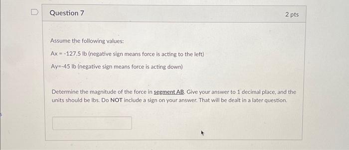 Solved Assume the following values: Ax=−127.5lb (negative | Chegg.com