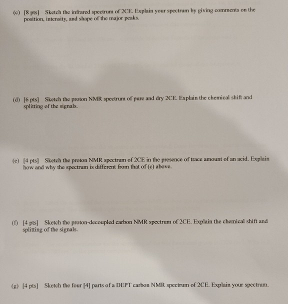 Solved 5. [34 points] For 2-chloroethanol [2CE, | Chegg.com