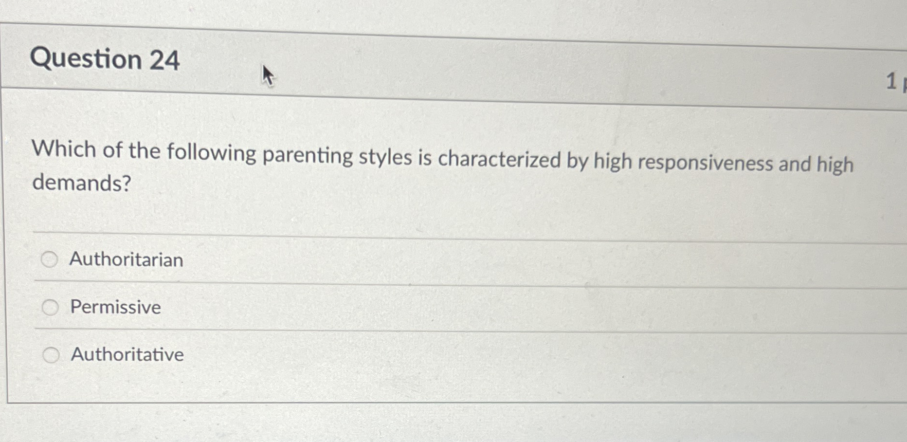 Solved Question 24Which of the following parenting styles is | Chegg.com