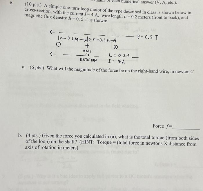 Solved some help please?A simple one-turn-loop motor of the | Chegg.com