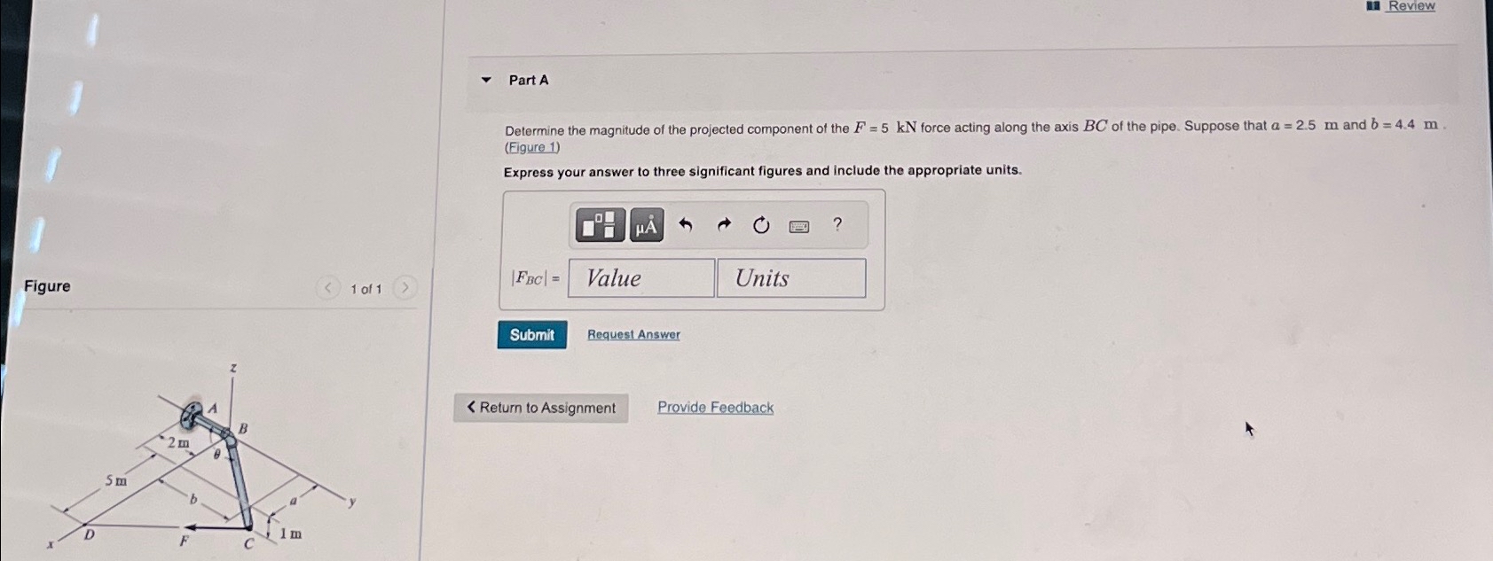 Solved ReviewPart ADetermine the magnitude of the projected | Chegg.com