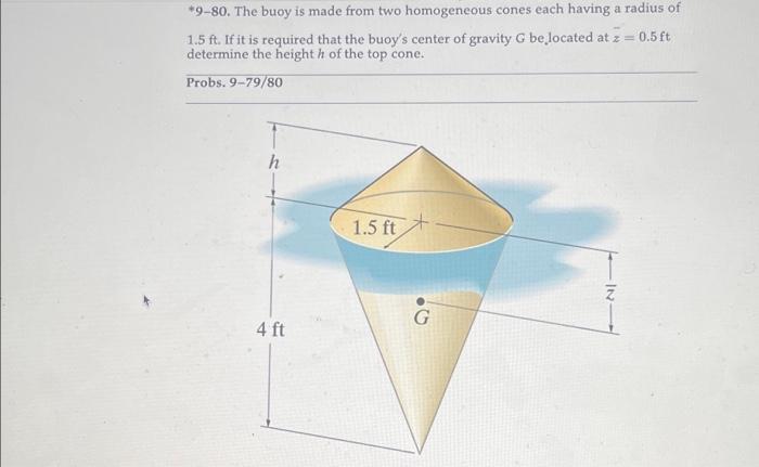 Solved *9-80. The buoy is made from two homogeneous cones | Chegg.com