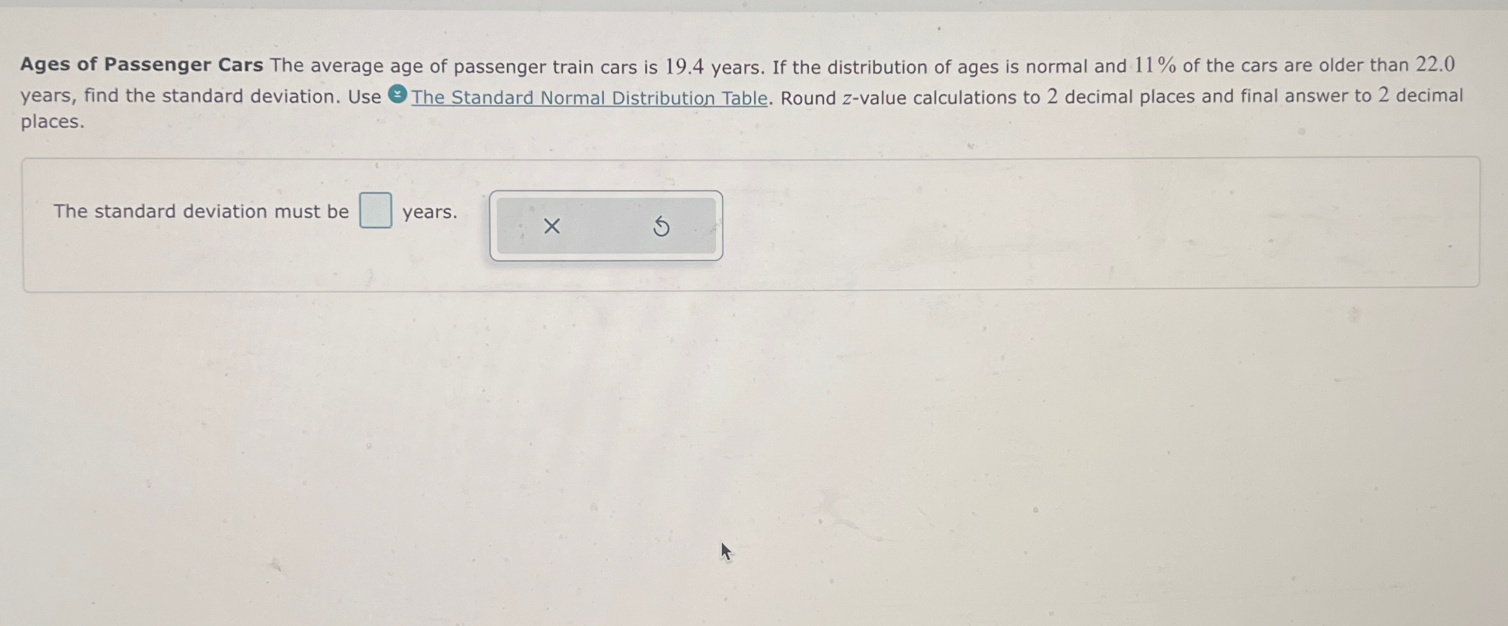 Ages of Passenger Cars The average age of passenger | Chegg.com