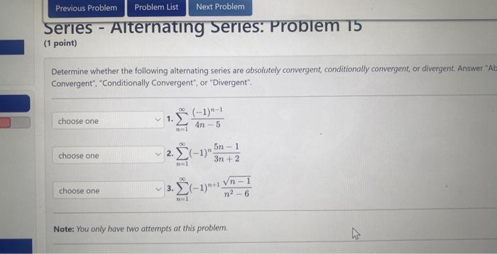 Solved Determine whether the following alternating series | Chegg.com