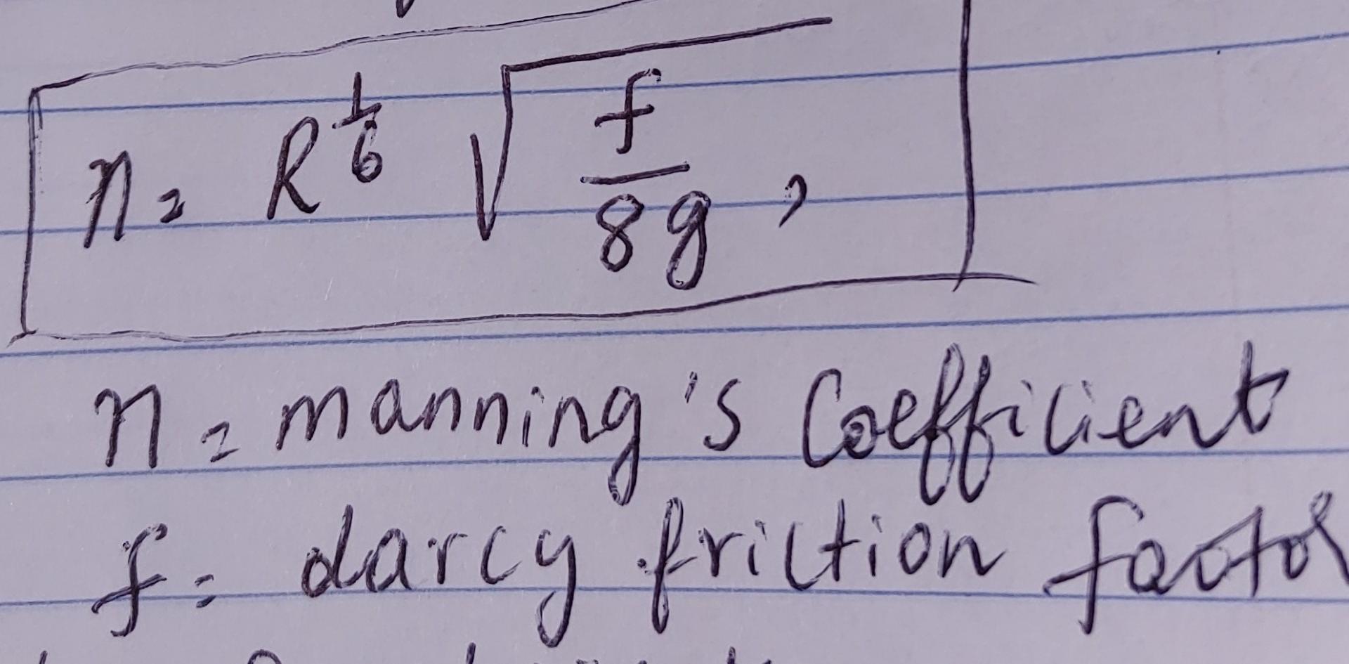 Solved derive the manning coefficient equation considering | Chegg.com