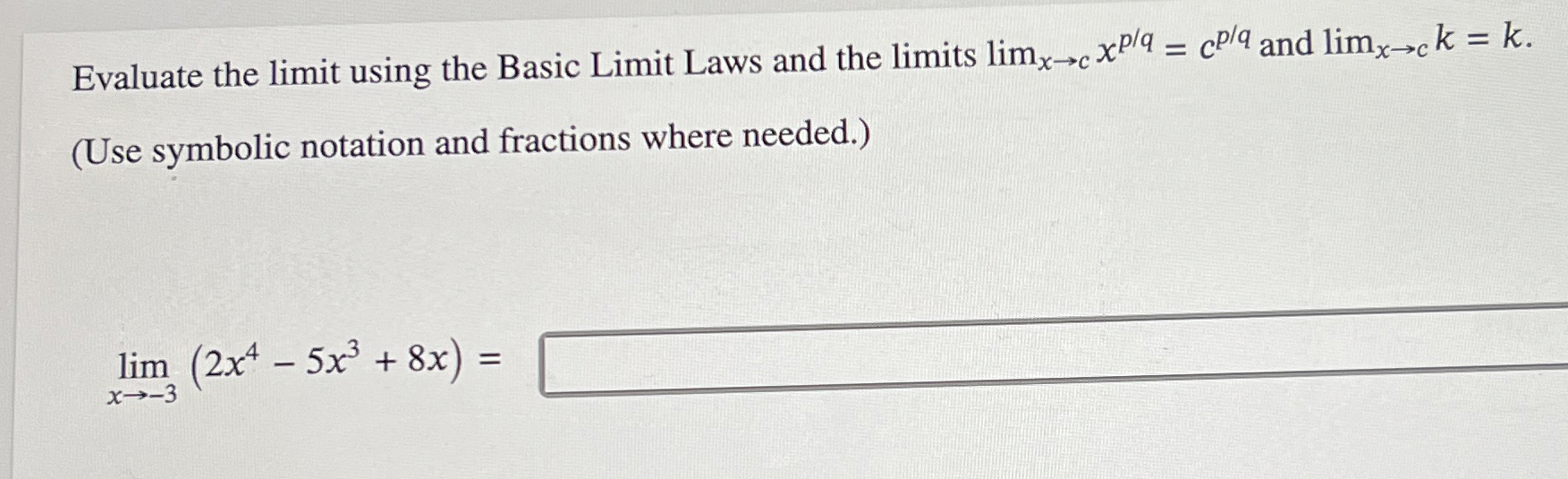 Solved Evaluate the limit using the Basic Limit Laws and the | Chegg.com
