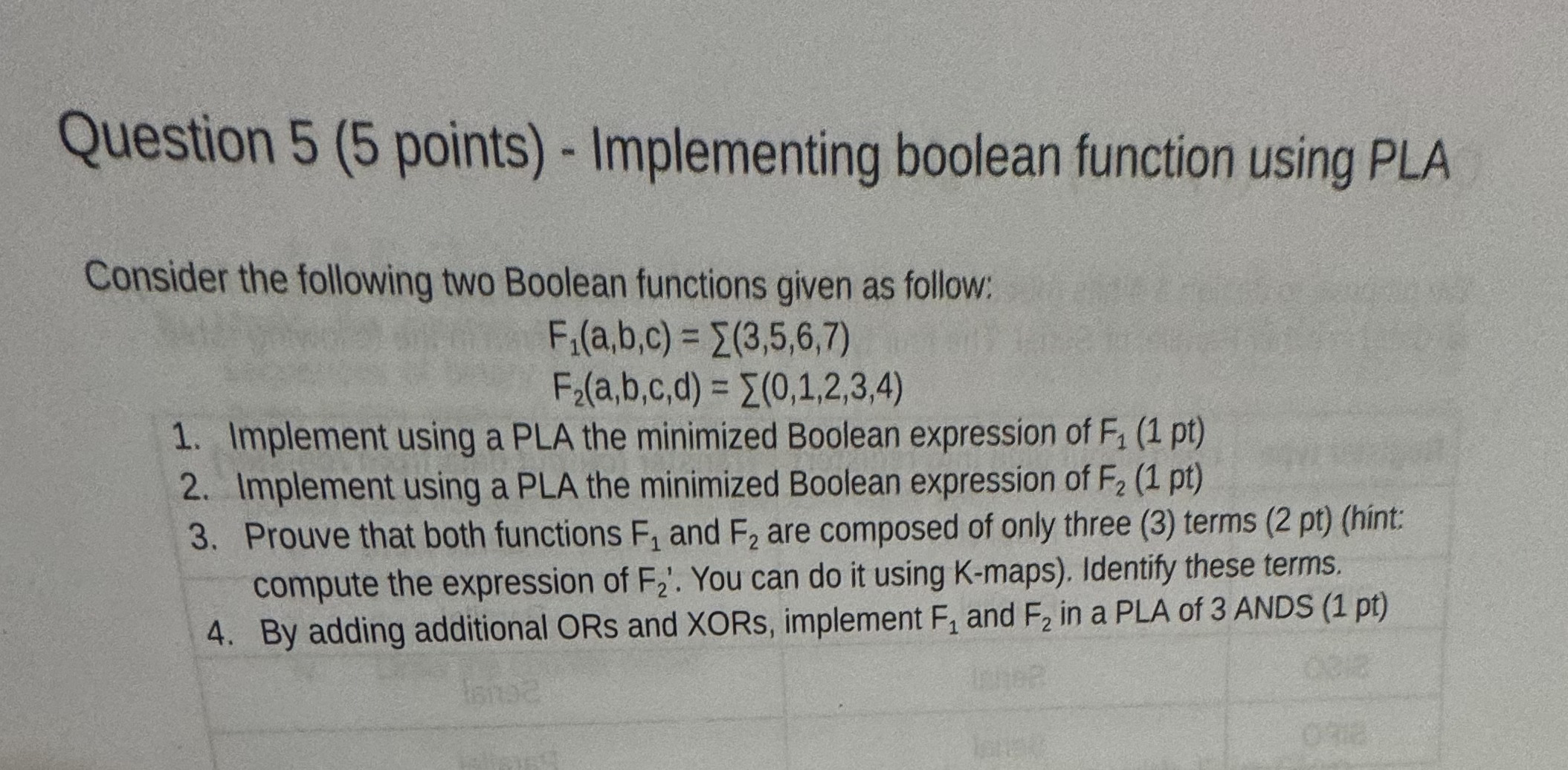 Solved Question 5 (5 ﻿points) - ﻿Implementing boolean | Chegg.com